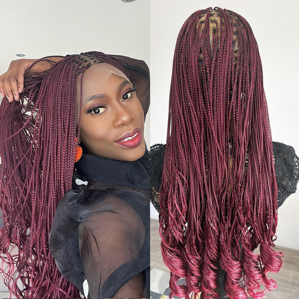 Handmade Quality Knotless Braided Wigs with Curls – UniqueBraidedWigs