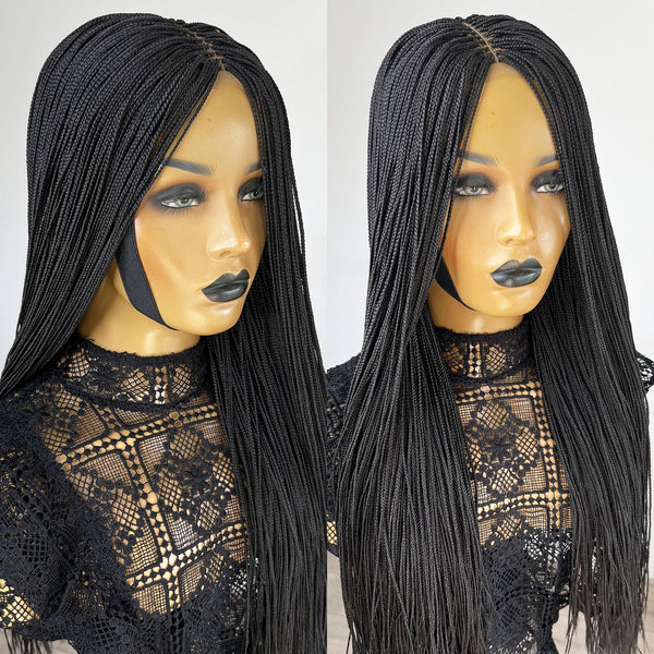 Micro Braids Wig - #1b (Ready to Ship) - UniqueBraidedWigs