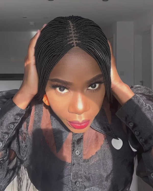 Micro Braids Wig - #1b (Ready to Ship) - UniqueBraidedWigs